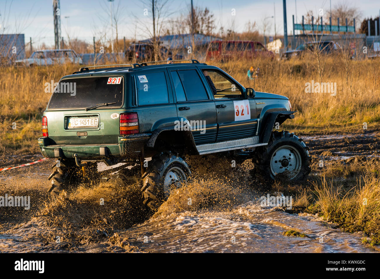Lviv,Ukraine- December 6, 2015: Tuned off-road vehicle brand Jeep ...