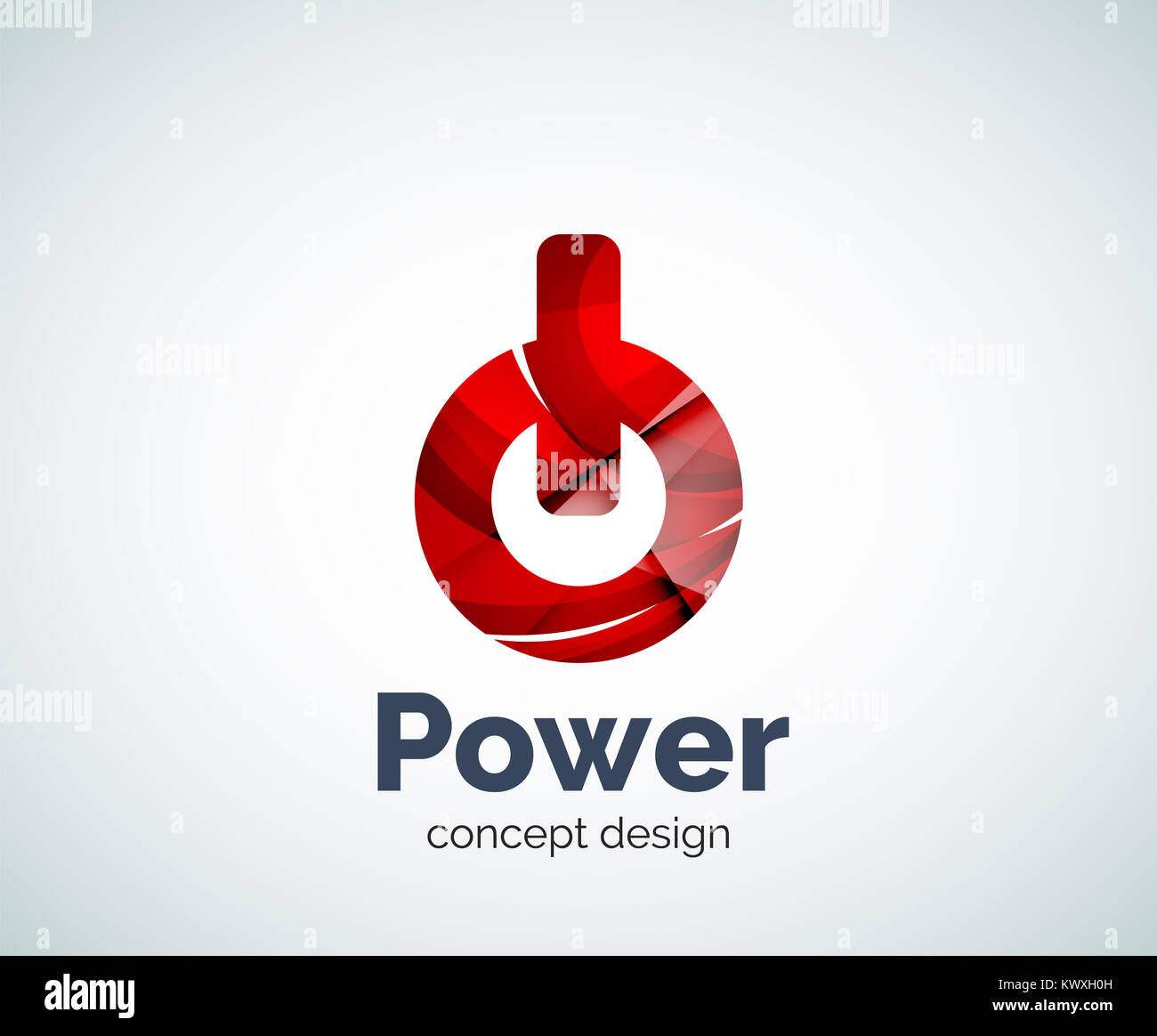 Power button logo template, abstract geometric glossy business icon ...