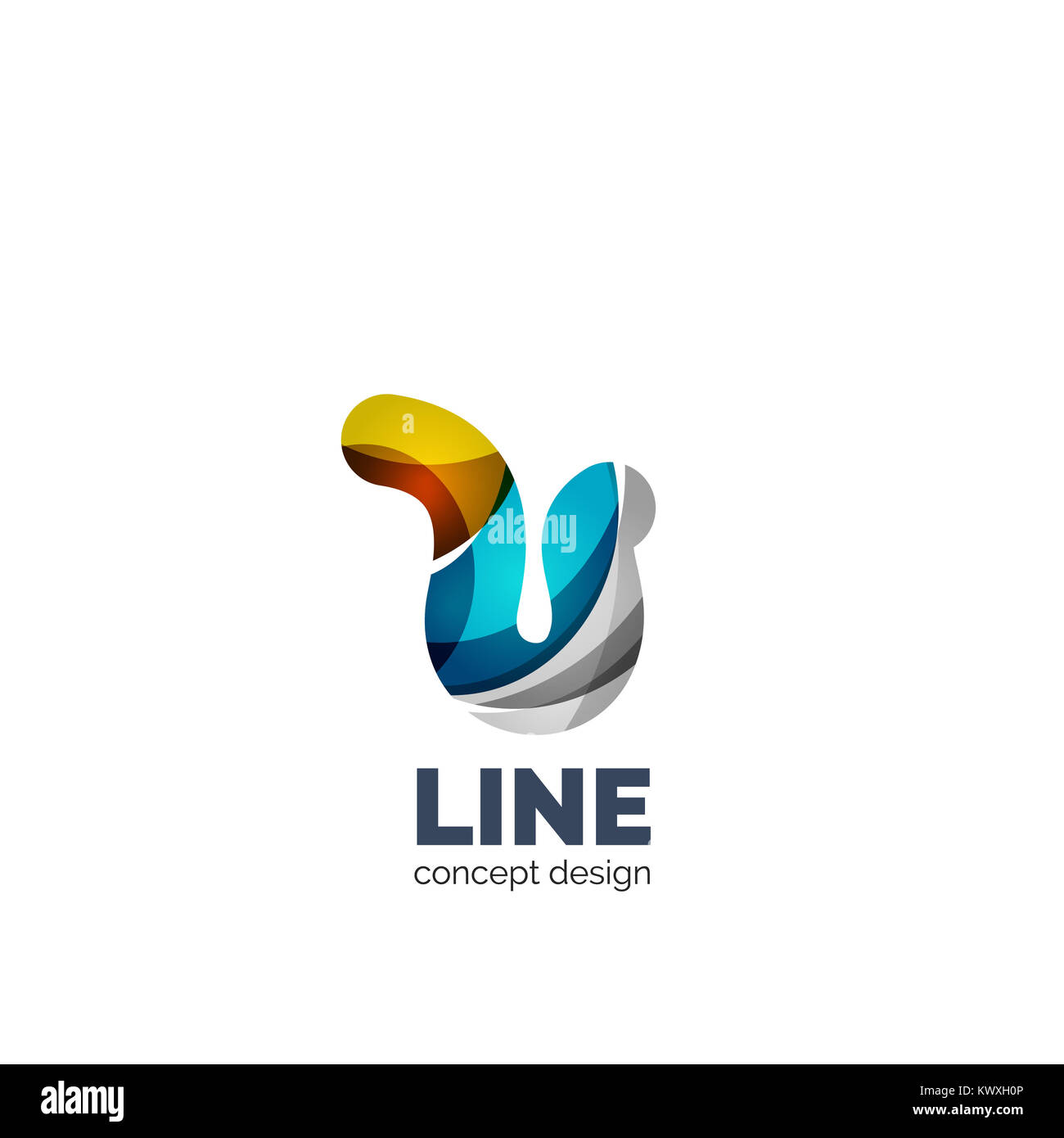 set of abstract letter business logo icons, geometric wavy flowing ...