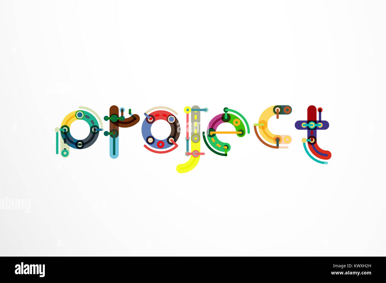 Project word letter banner. Thin line flat design banners for website ...