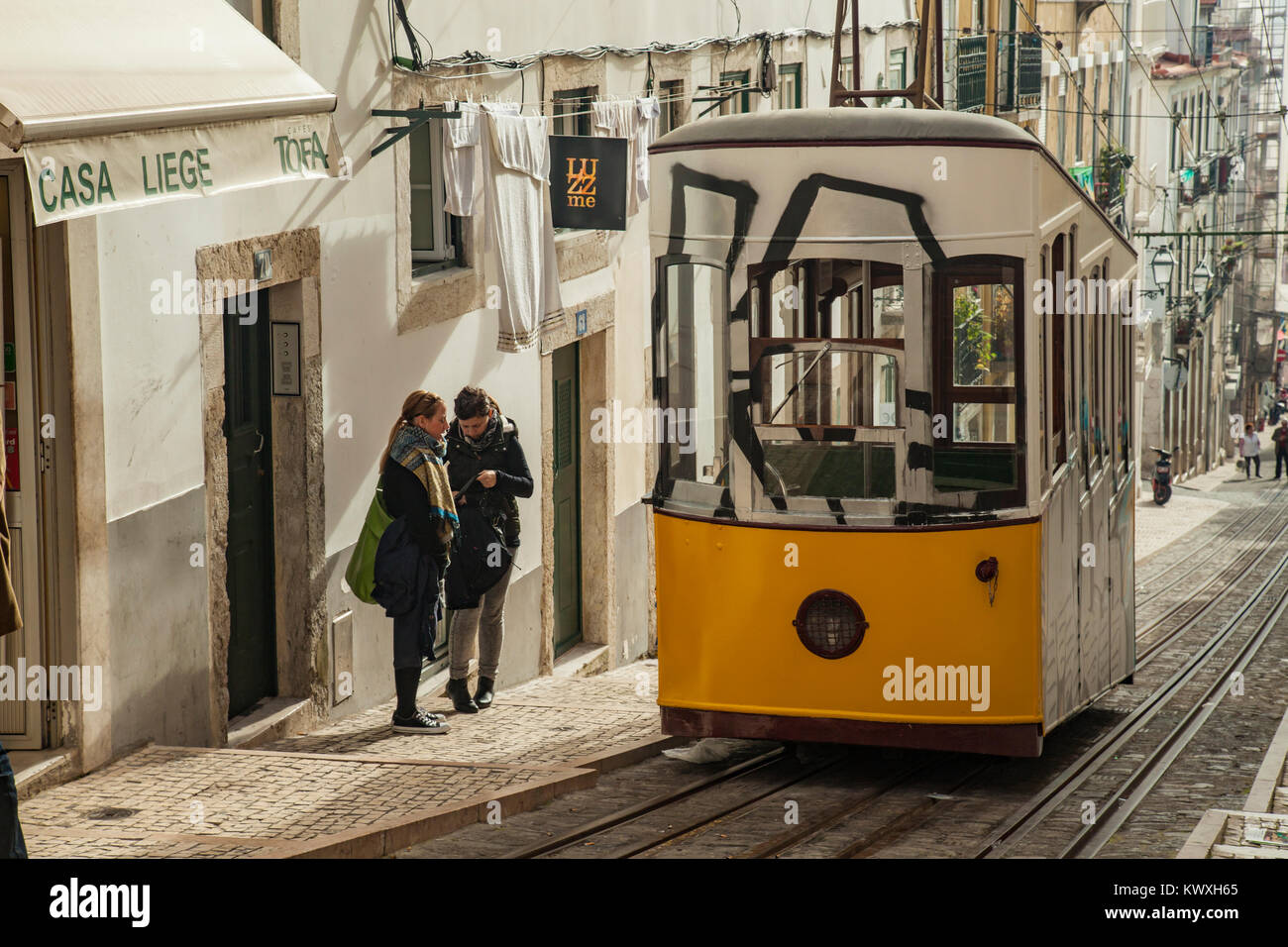 Funicular in Bairro Alto district of Lisbon, Portugal Stock Photo - Alamy