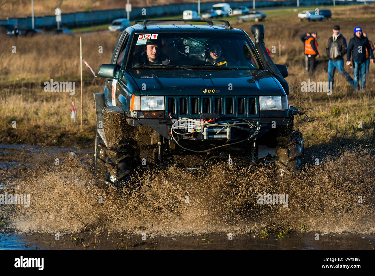 Lviv,Ukraine- December 6, 2015: Tuned off-road vehicle brand Jeep ...