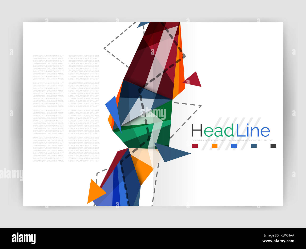 Triangles and lines, annual report flyer brochure template ...