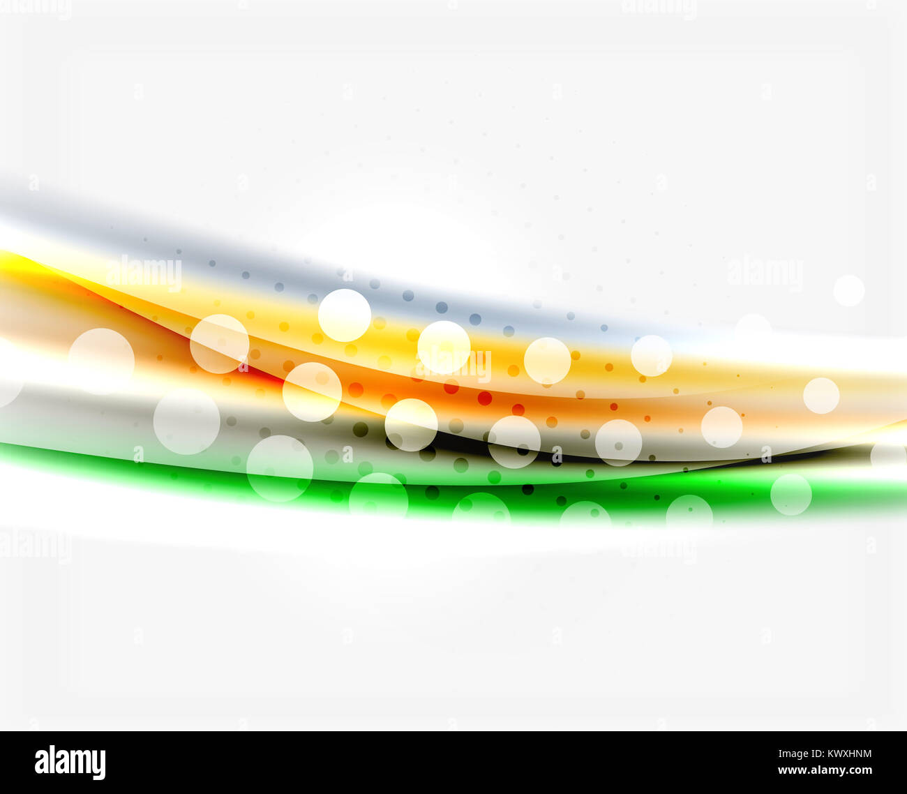 Shiny bright color lines with light effects and circles, wave abstract ...