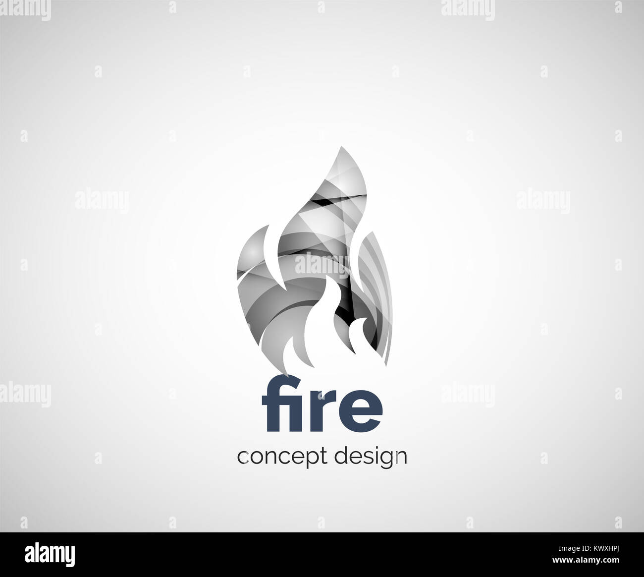 Fire logo template, abstract geometric glossy business icon Stock Photo ...