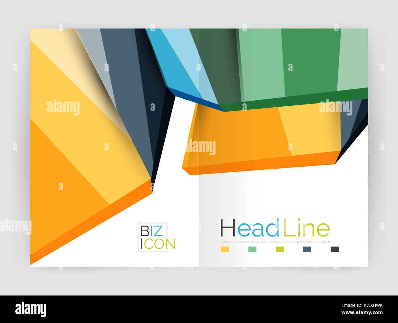 annual report geometric template, 3d shapes Stock Photo - Alamy