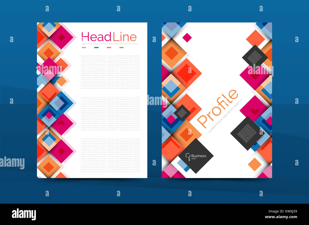 Set of front and back a4 size pages, business annual report design ...