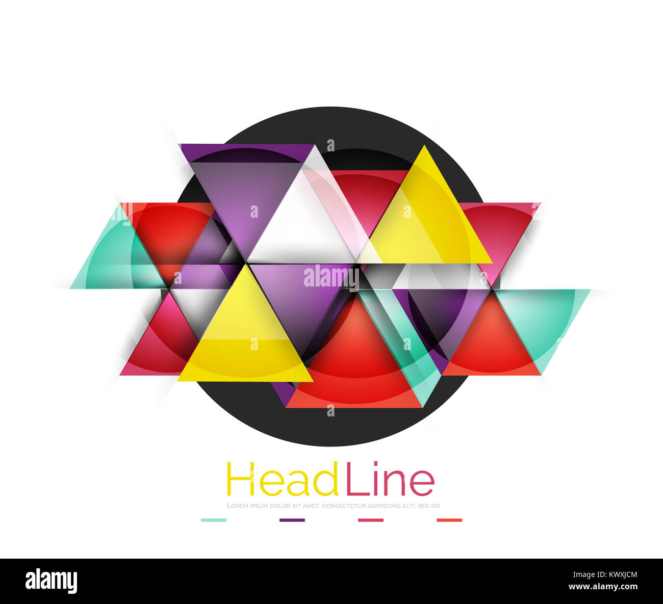 Colorful triangles on white background. Modern geometric banner ...