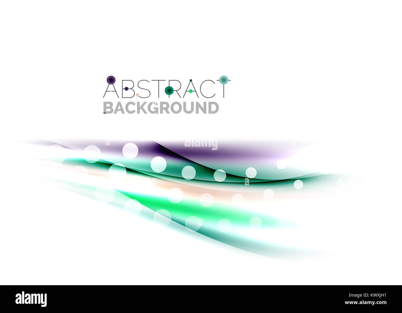 Shiny bright color lines with light effects and circles, wave abstract ...