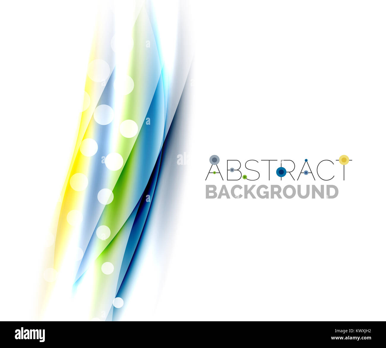 Shiny bright color lines with light effects and circles, wave abstract ...