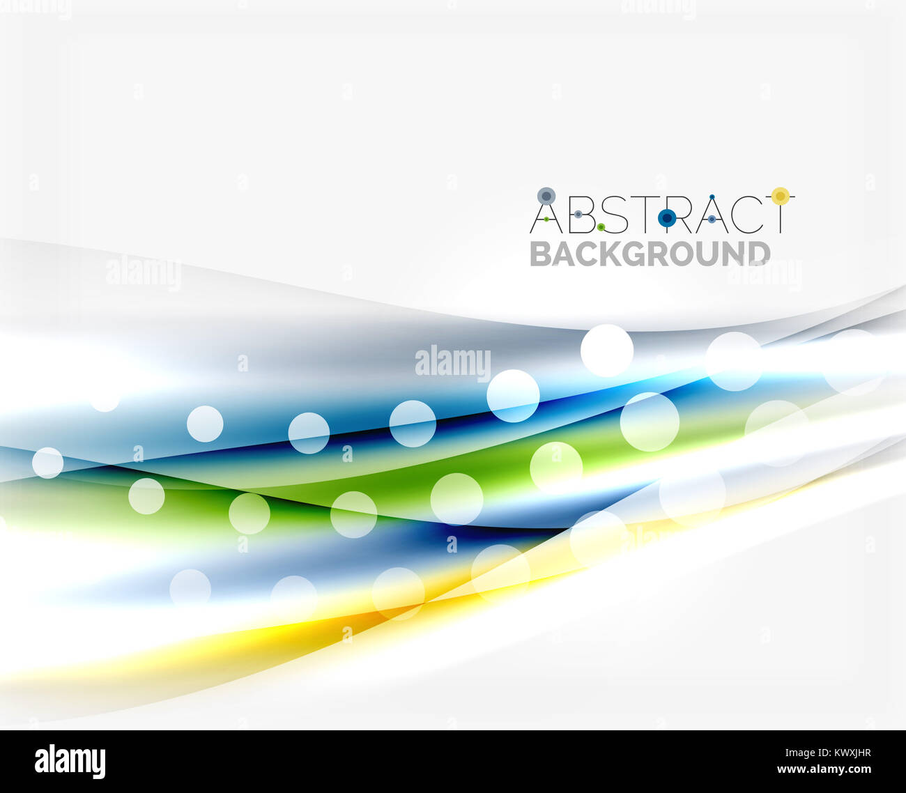 Shiny bright color lines with light effects and circles, wave abstract ...