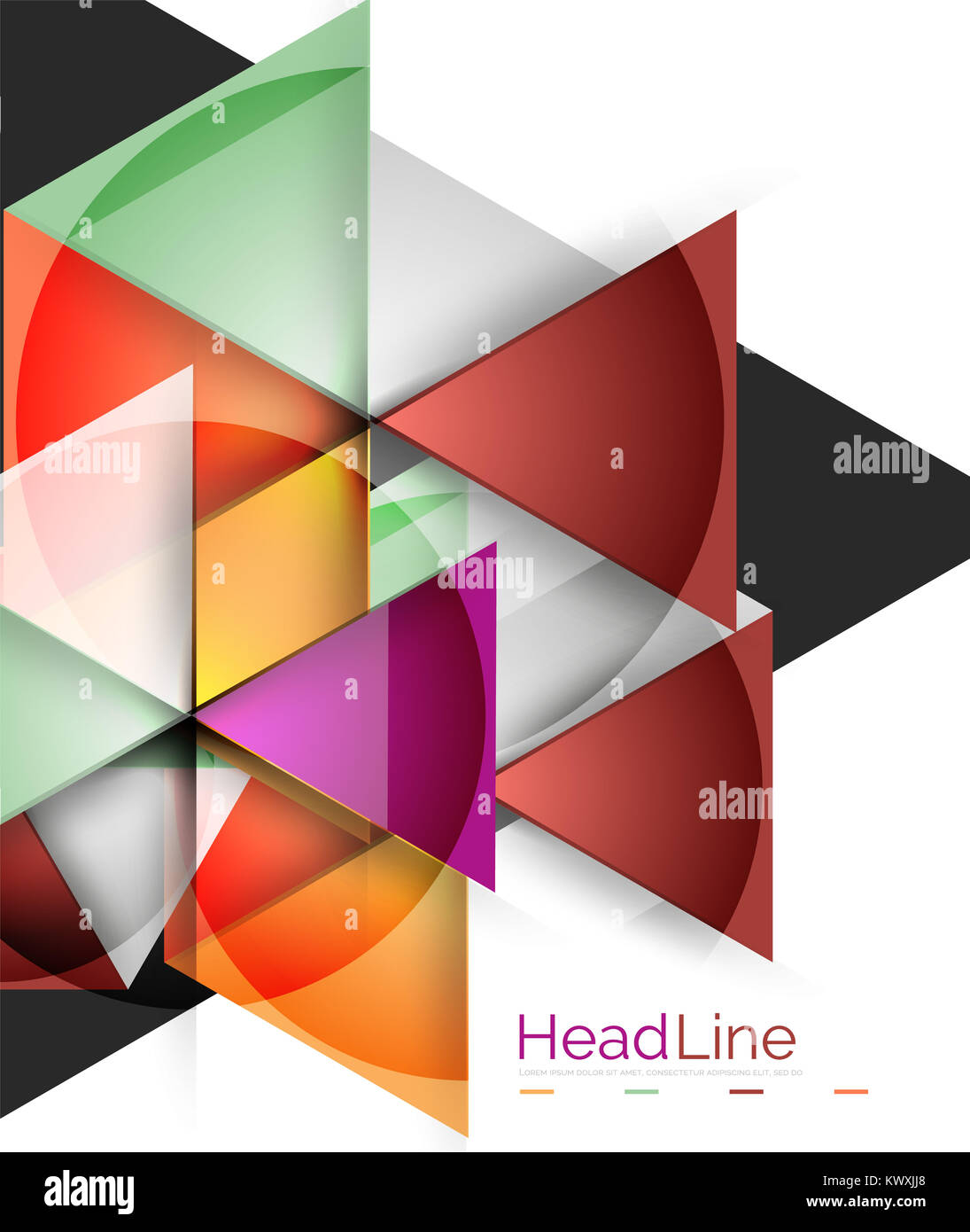 Colorful triangles on white background. Modern geometric banner ...