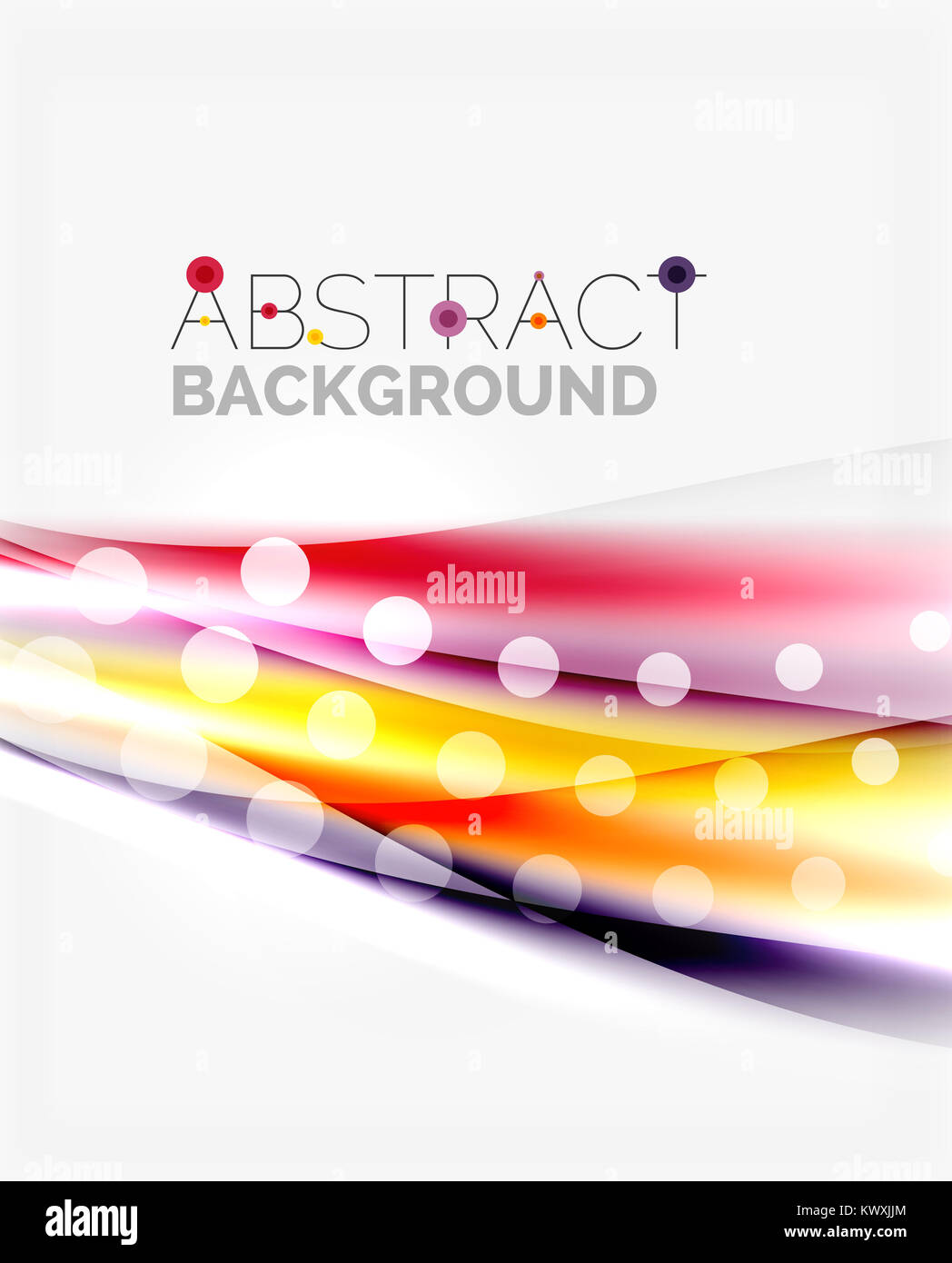 Shiny bright color lines with light effects and circles, wave abstract ...