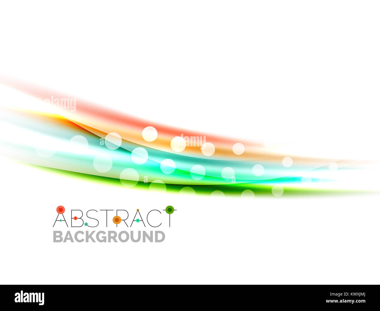 Shiny bright color lines with light effects and circles, wave abstract ...