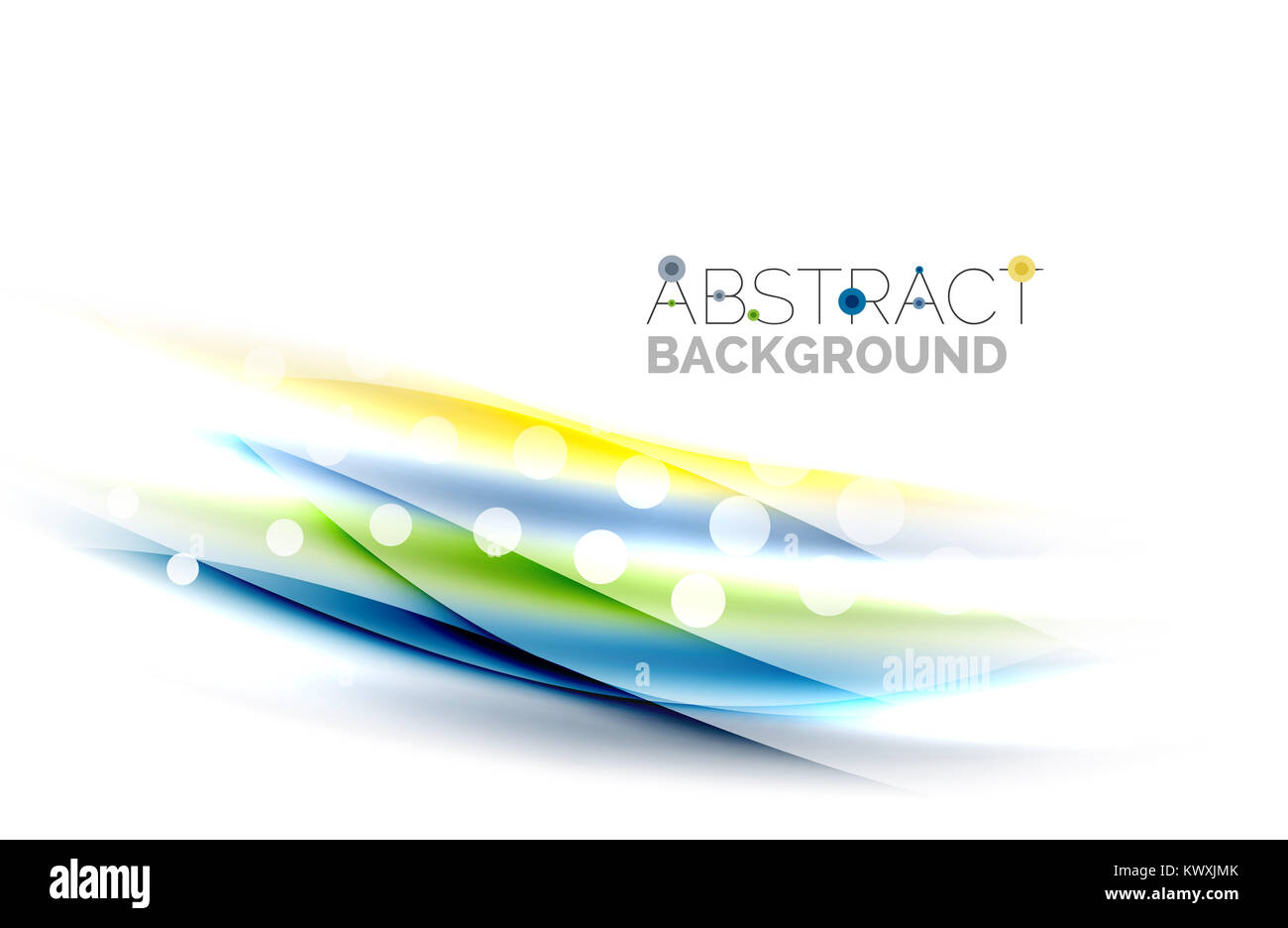 Shiny bright color lines with light effects and circles, wave abstract ...