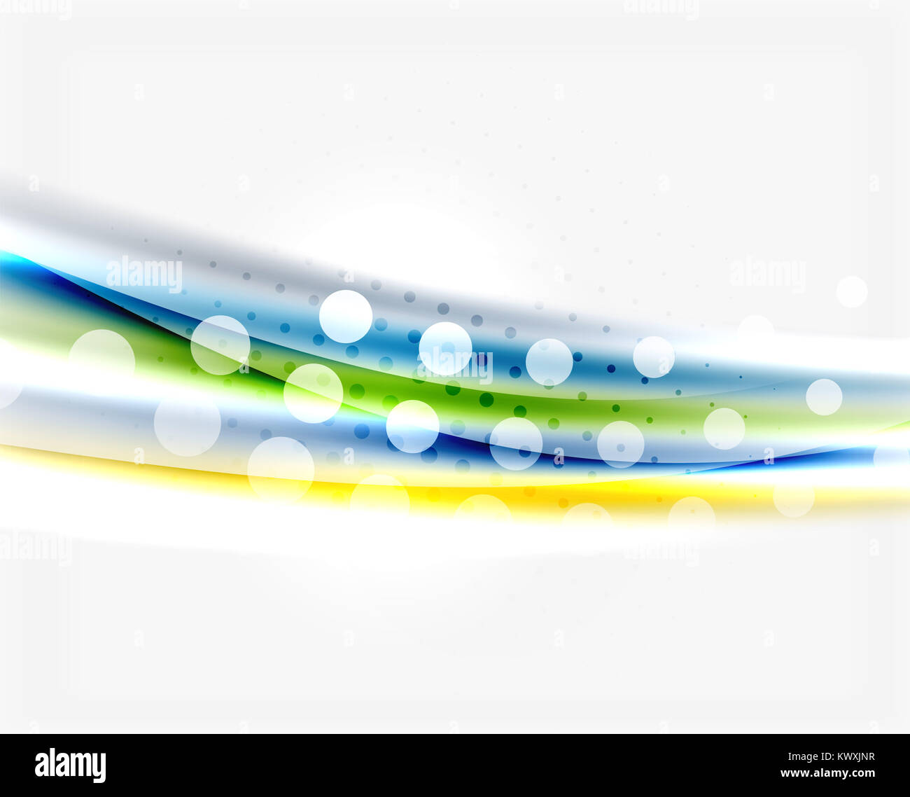 Shiny bright color lines with light effects and circles, wave abstract ...