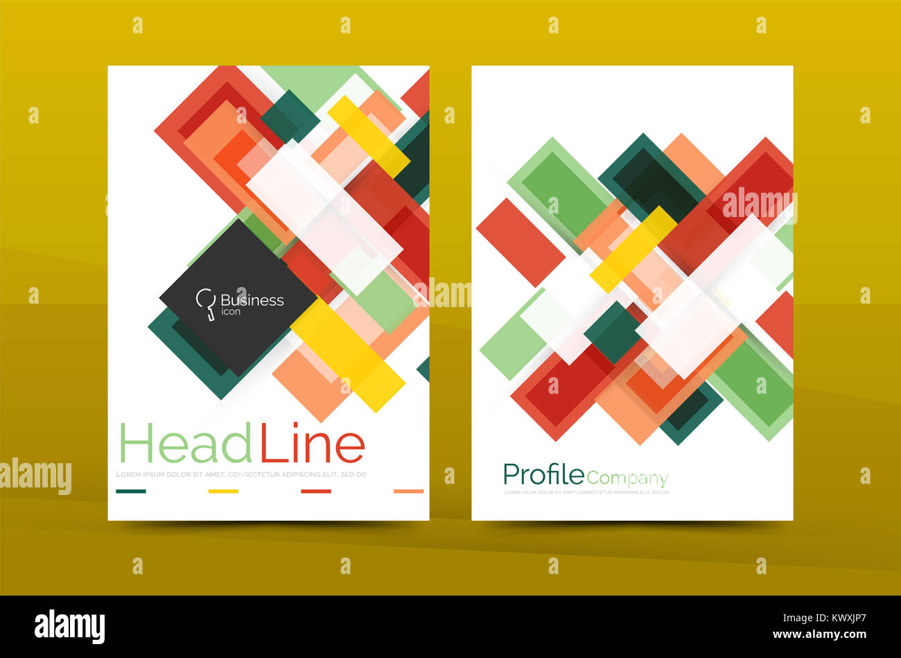 Modern colorful line composition design. Abstract background set Stock ...