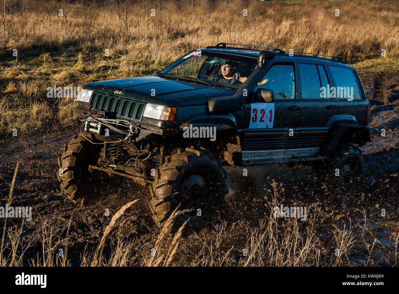 Lviv,Ukraine- December 6, 2015: Tuned off-road vehicle brand Jeep ...