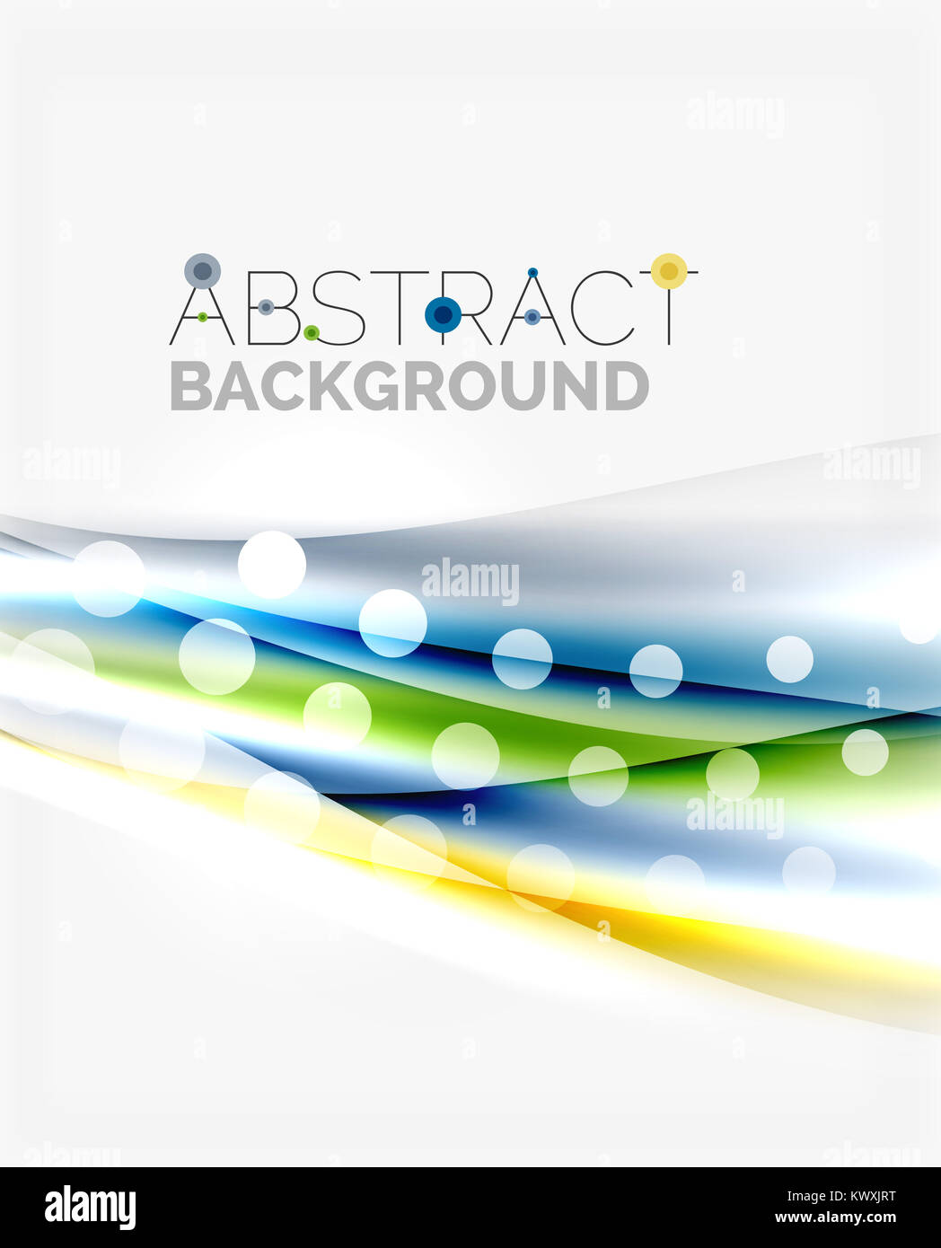 Shiny bright color lines with light effects and circles, wave abstract ...