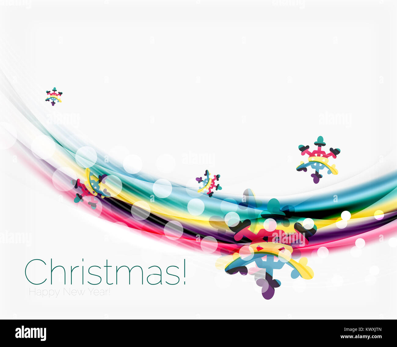 Christmas wave abstract background, curve line with snowflakes Stock ...