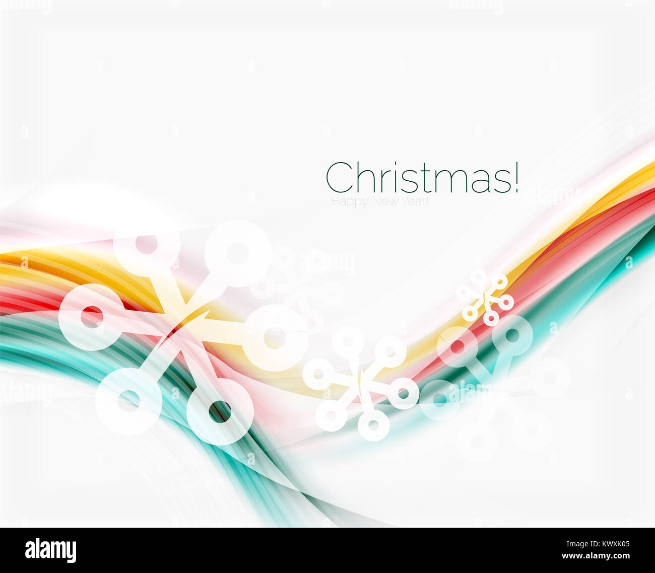 Christmas wave abstract background, curve line with snowflakes Stock ...