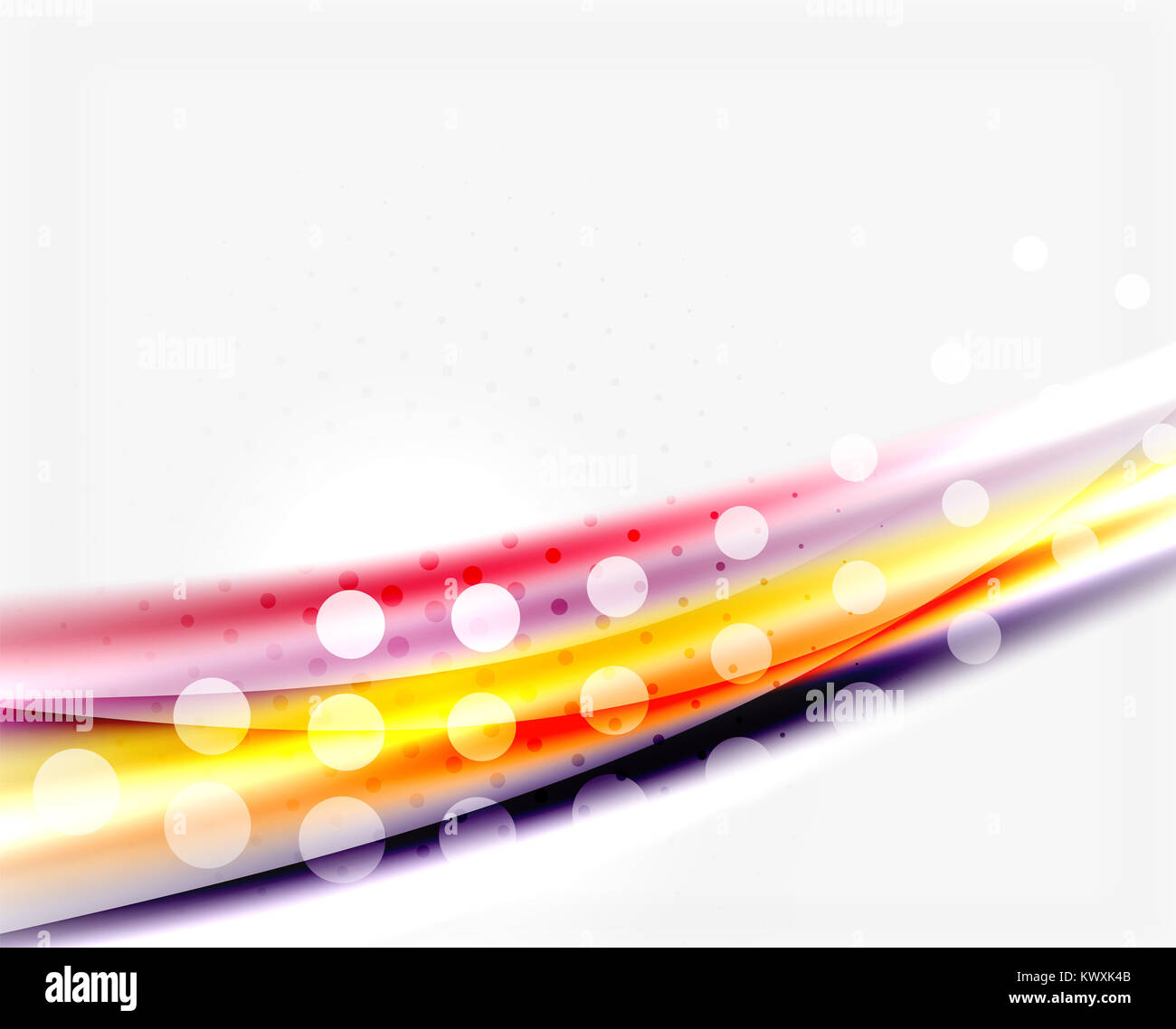 Shiny bright color lines with light effects and circles, wave abstract ...