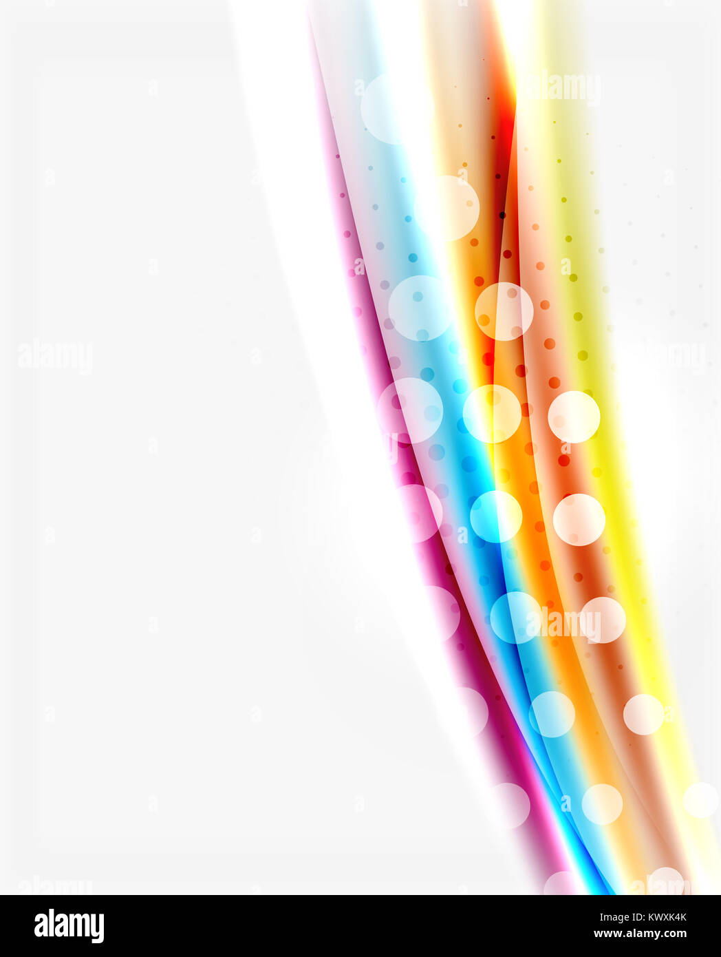 Shiny bright color lines with light effects and circles, wave abstract ...