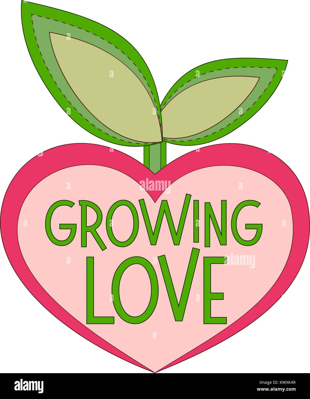 Growing love colorful poster with heart shaped plant Stock Vector Image ...