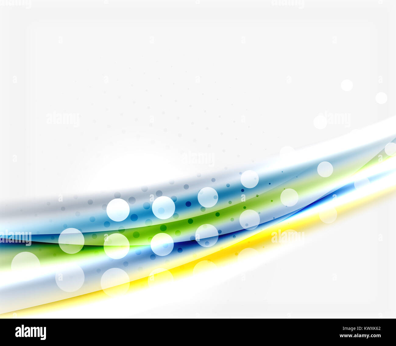 Shiny bright color lines with light effects and circles, wave abstract ...