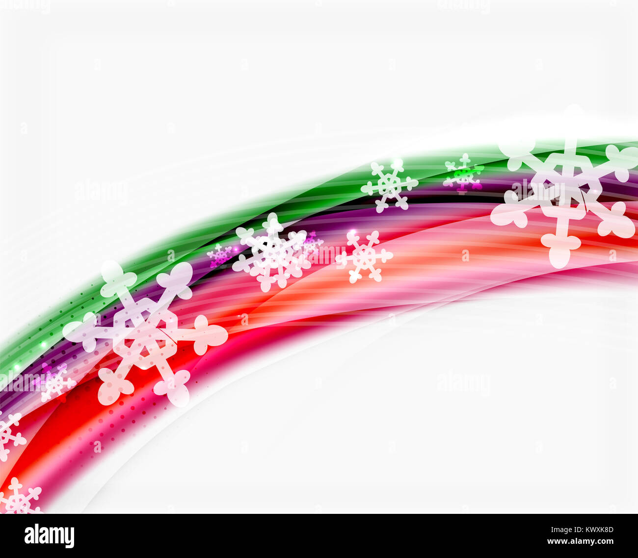 Christmas wave abstract background, curve line with snowflakes Stock ...