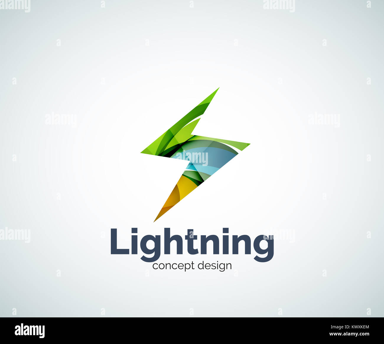 Lightning logo template, abstract geometric glossy business icon Stock ...