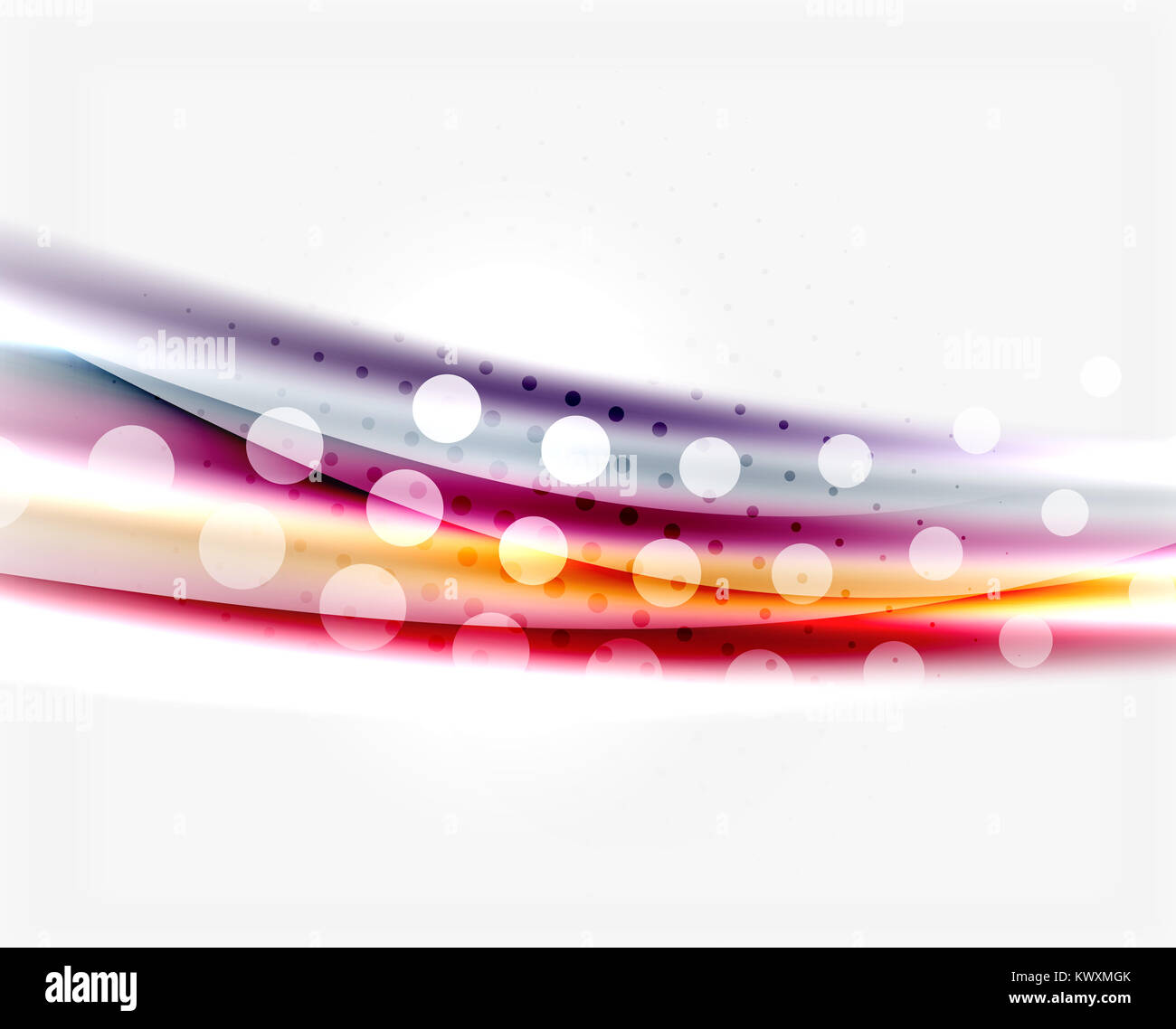 Shiny bright color lines with light effects and circles, wave abstract ...