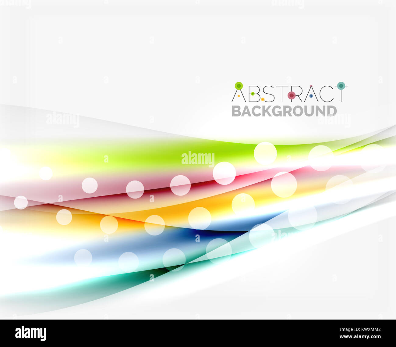 Shiny bright color lines with light effects and circles, wave abstract ...