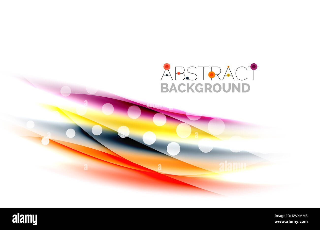 Shiny bright color lines with light effects and circles, wave abstract ...