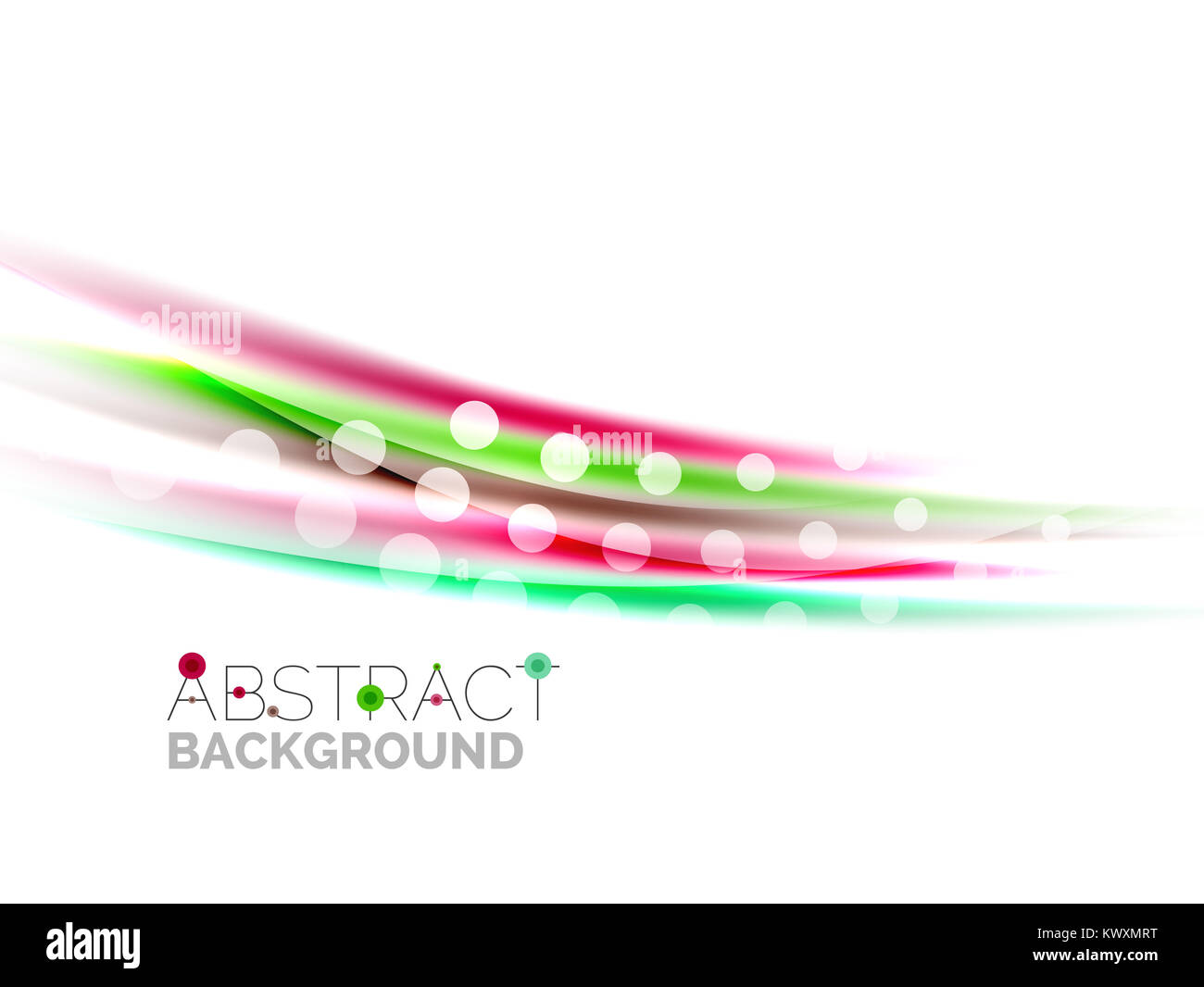 Shiny bright color lines with light effects and circles, wave abstract ...