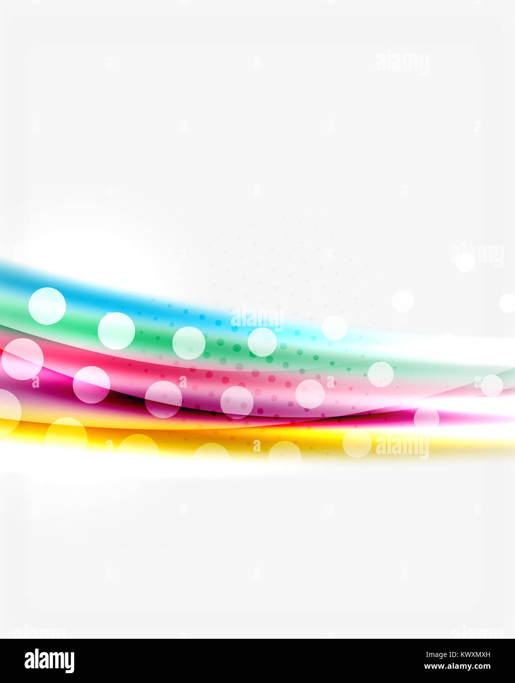 Shiny bright color lines with light effects and circles, wave abstract ...