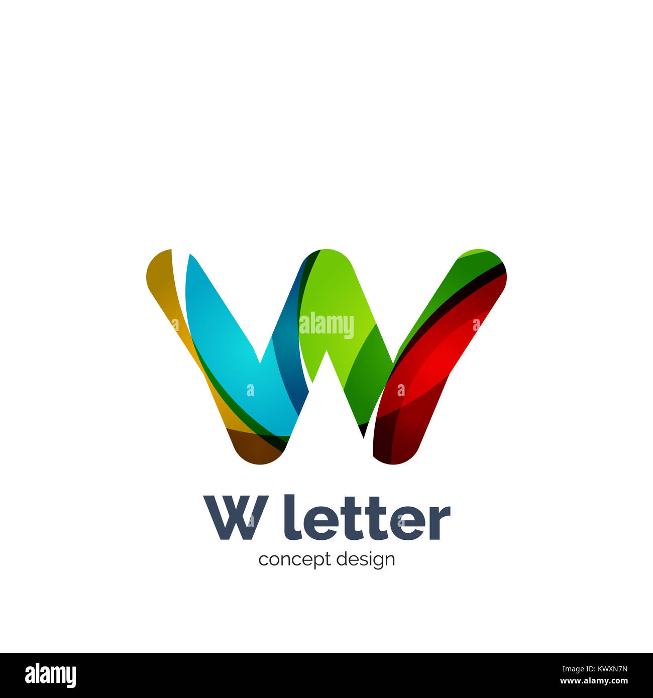 W letter logo, modern abstract geometric elegant design, shiny light ...