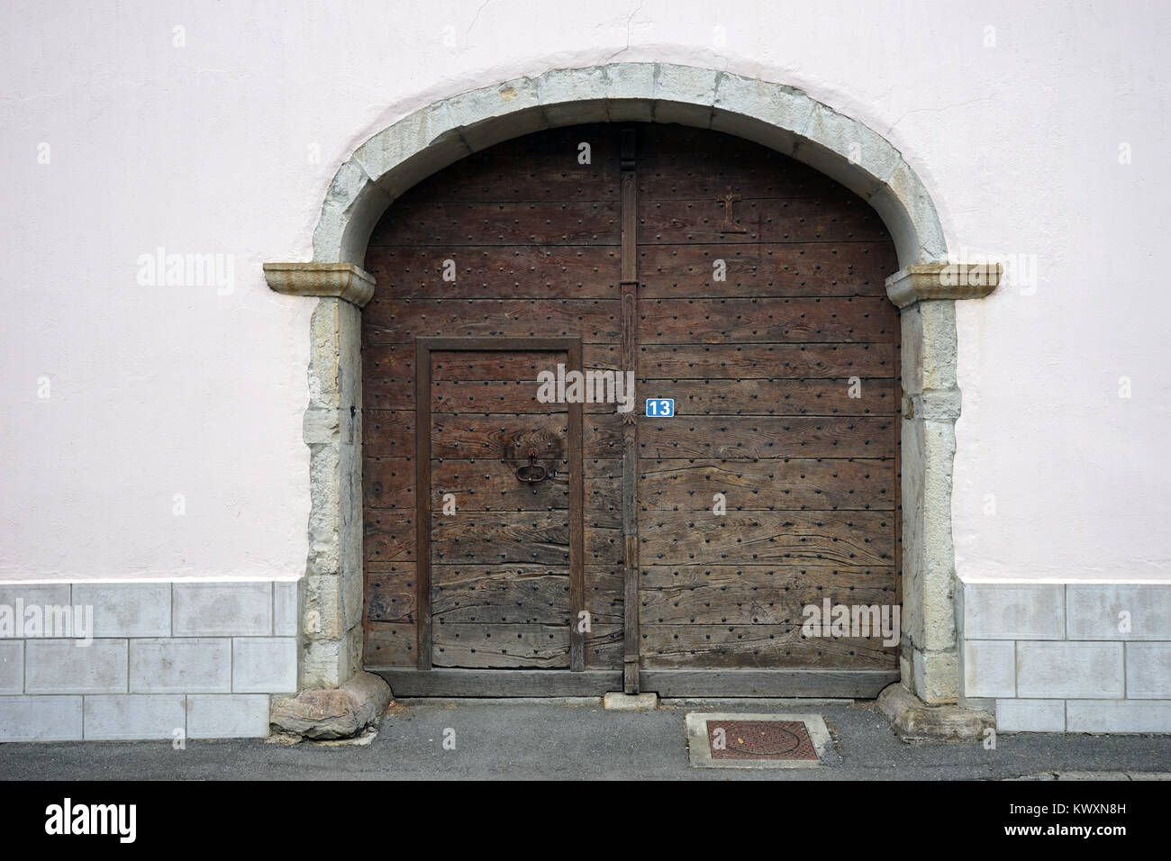 Wooden gate od old french house on the street of village, France Stock ...
