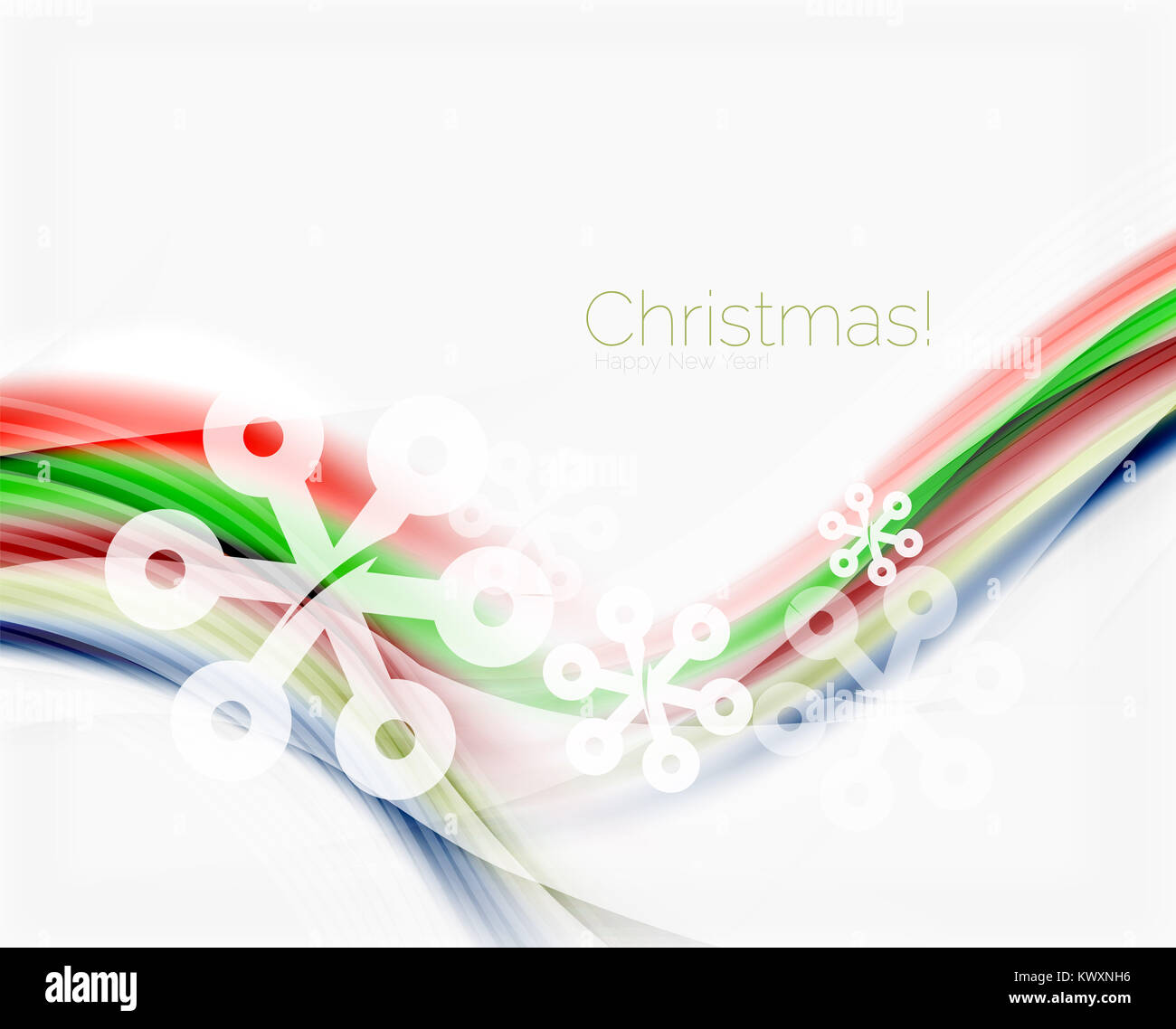 Christmas wave abstract background, curve line with snowflakes Stock ...