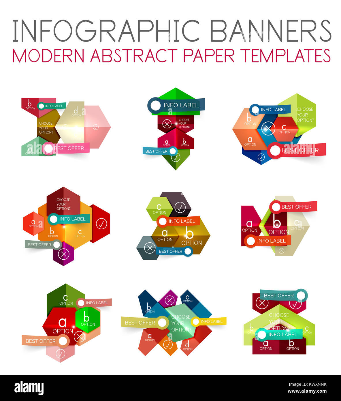 Geometric business infographics templates. illustration with sample ...