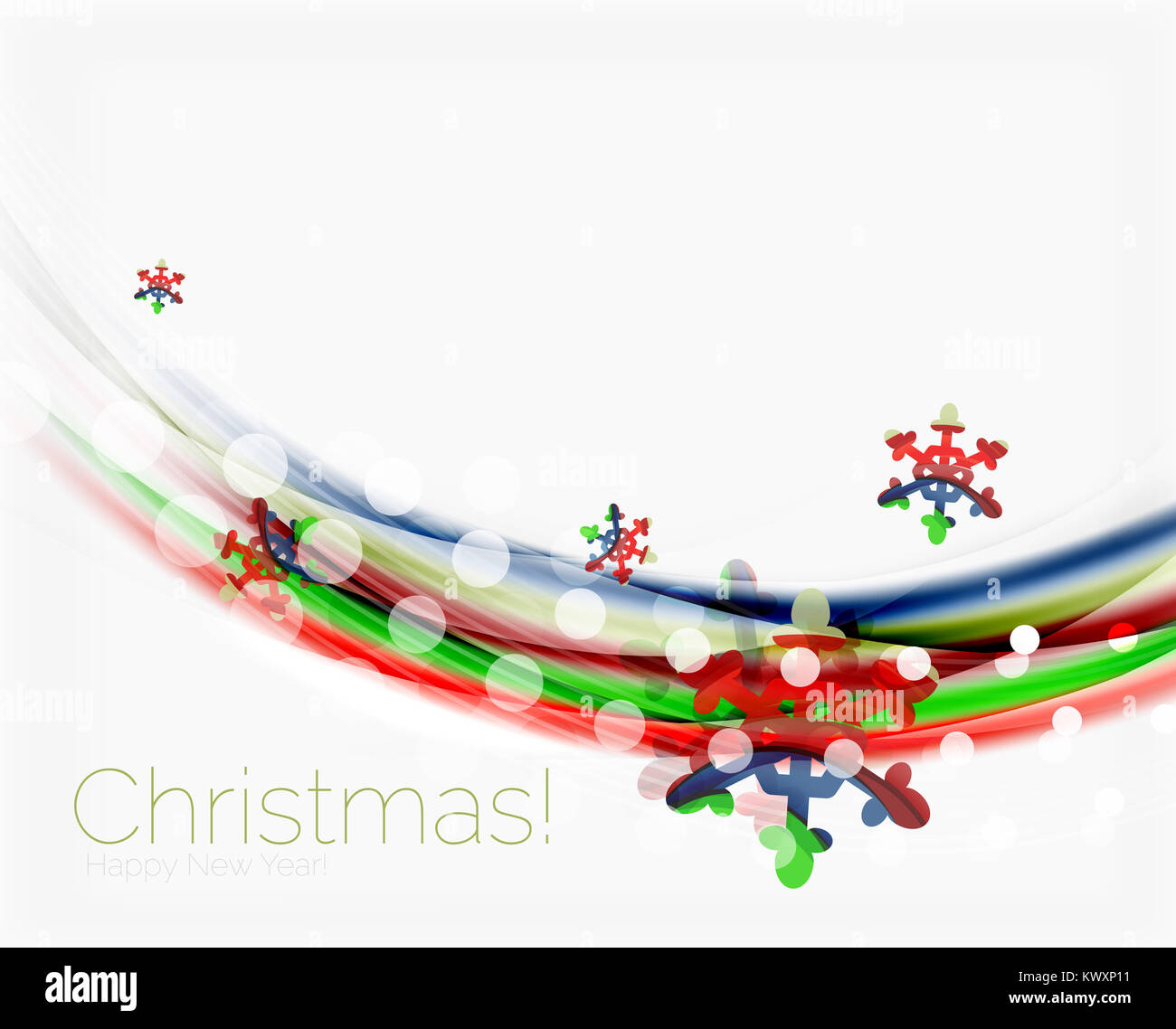 Christmas wave abstract background, curve line with snowflakes Stock ...