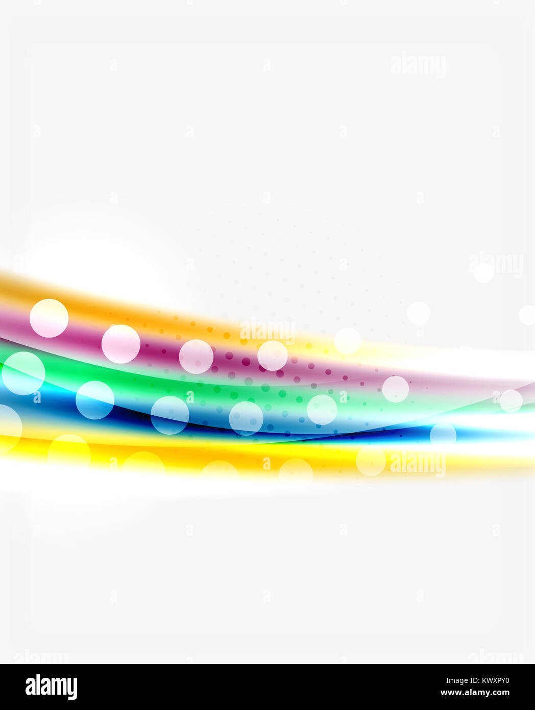 Shiny bright color lines with light effects and circles, wave abstract ...