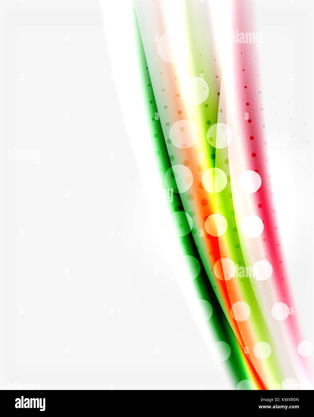 Shiny bright color lines with light effects and circles, wave abstract ...