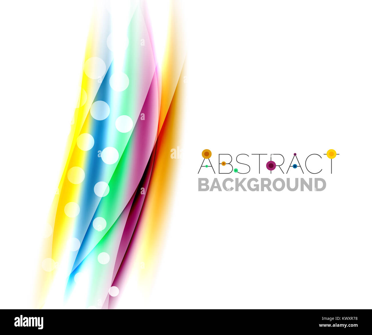 Shiny bright color lines with light effects and circles, wave abstract ...