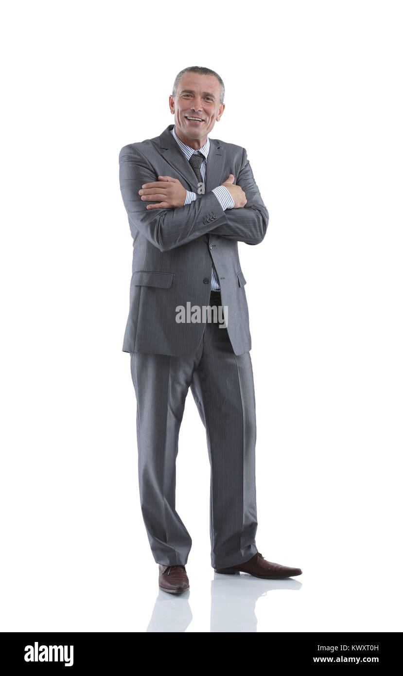 in full growth. portrait of modern business man.isolated on white ...