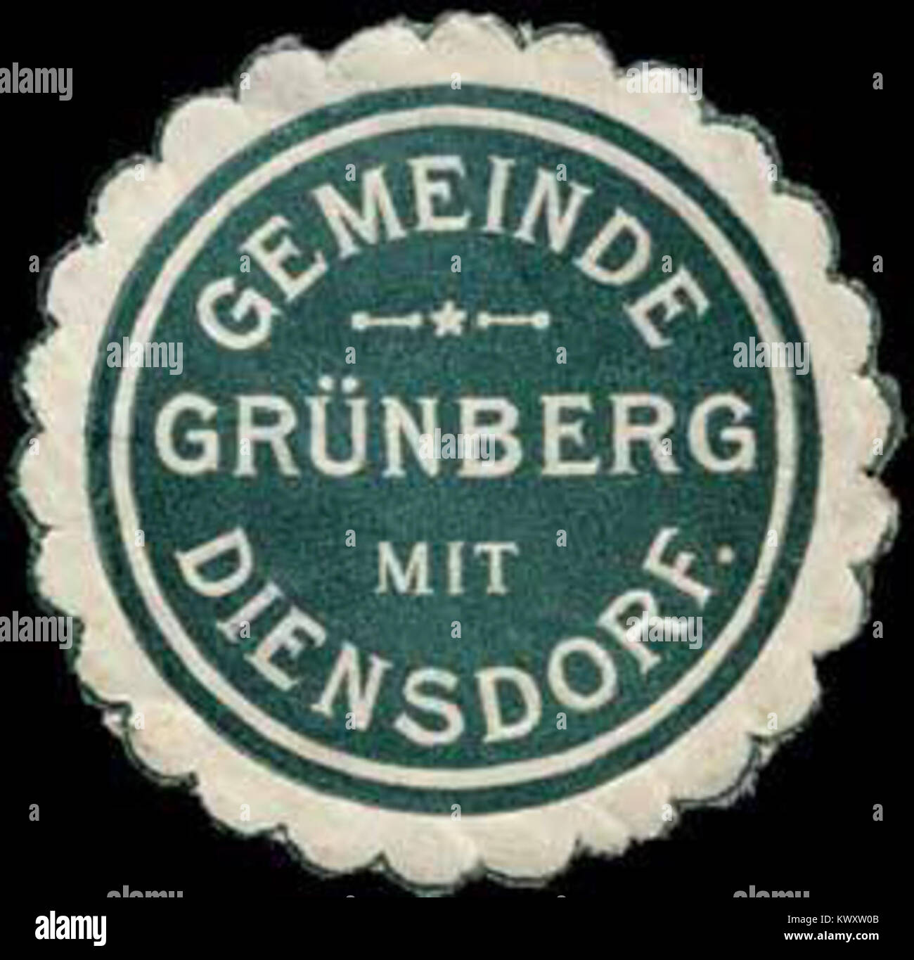 The seal of the Municipality of Grünberg with Diensdorf, representing ...