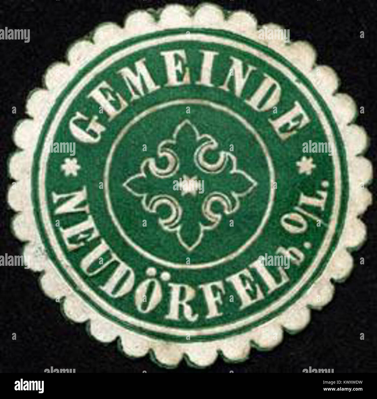 The seal of the municipality of Neudörfel near Oberlausitz, Germany ...