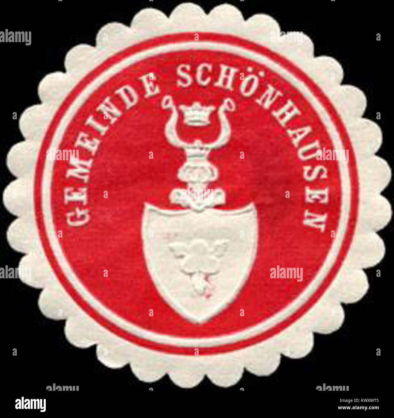 A community seal from Schönhausen, Germany, used for municipal ...