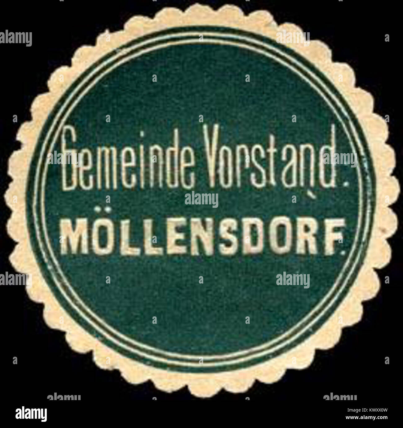 A seal from the municipality of Möllensdorf, featuring a regional coat ...