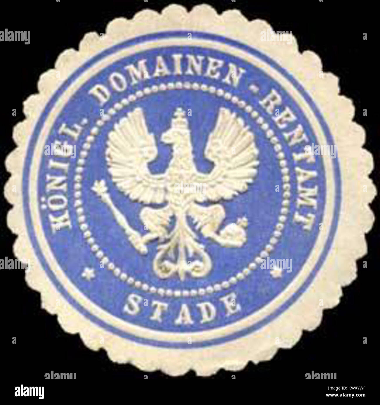 The seal of the Royal Domain Rent Office of Stade, a historical ...